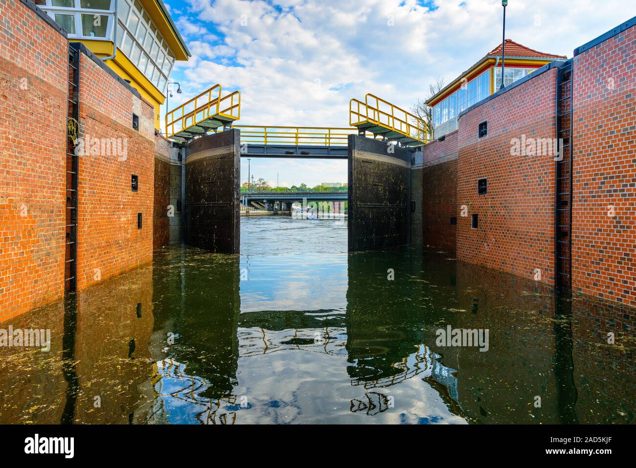 lock gates of the water dam in river Stock Photo - Alamy