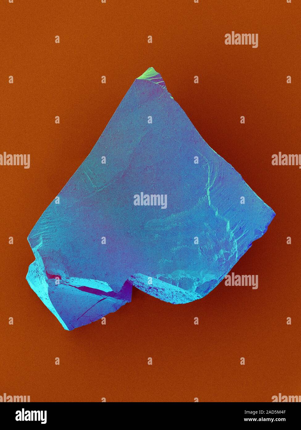 Coloured scanning electron micrograph (SEM) of Microdiamond from a mine ...