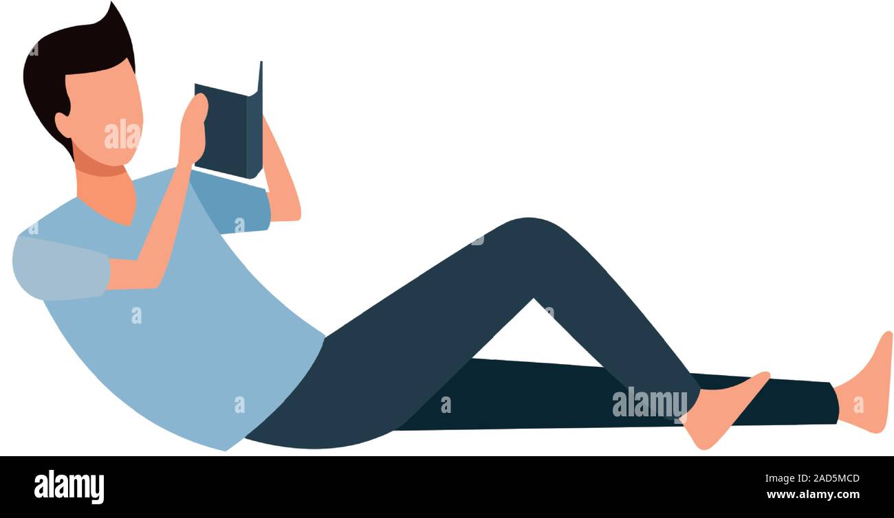 Man reading relaxed book Cut Out Stock Images & Pictures - Alamy