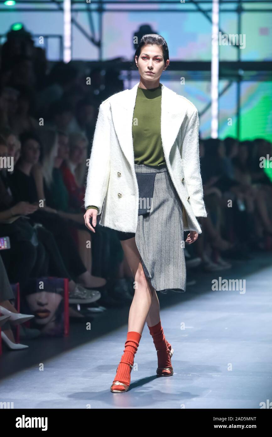 Zagreb, Croatia - October 24, 2019 : A model wearing Les Emaux fashion ...