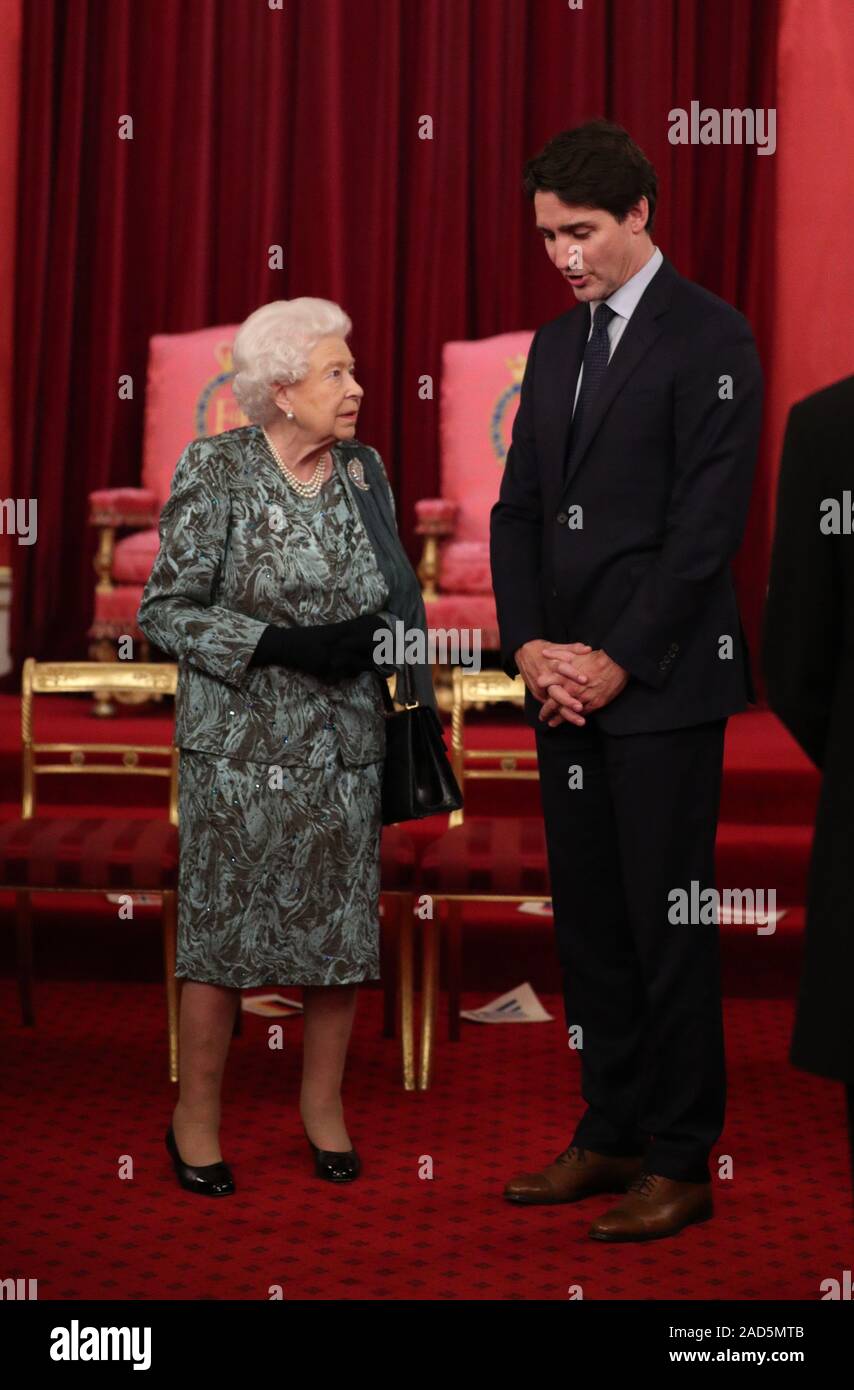 Queen Elizabeth II with Canadian Prime Minister Justin Trudeau during ...