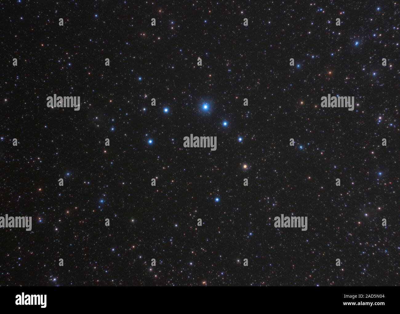 Constellation of Corona Borealis. Optical image of the stars of the ...