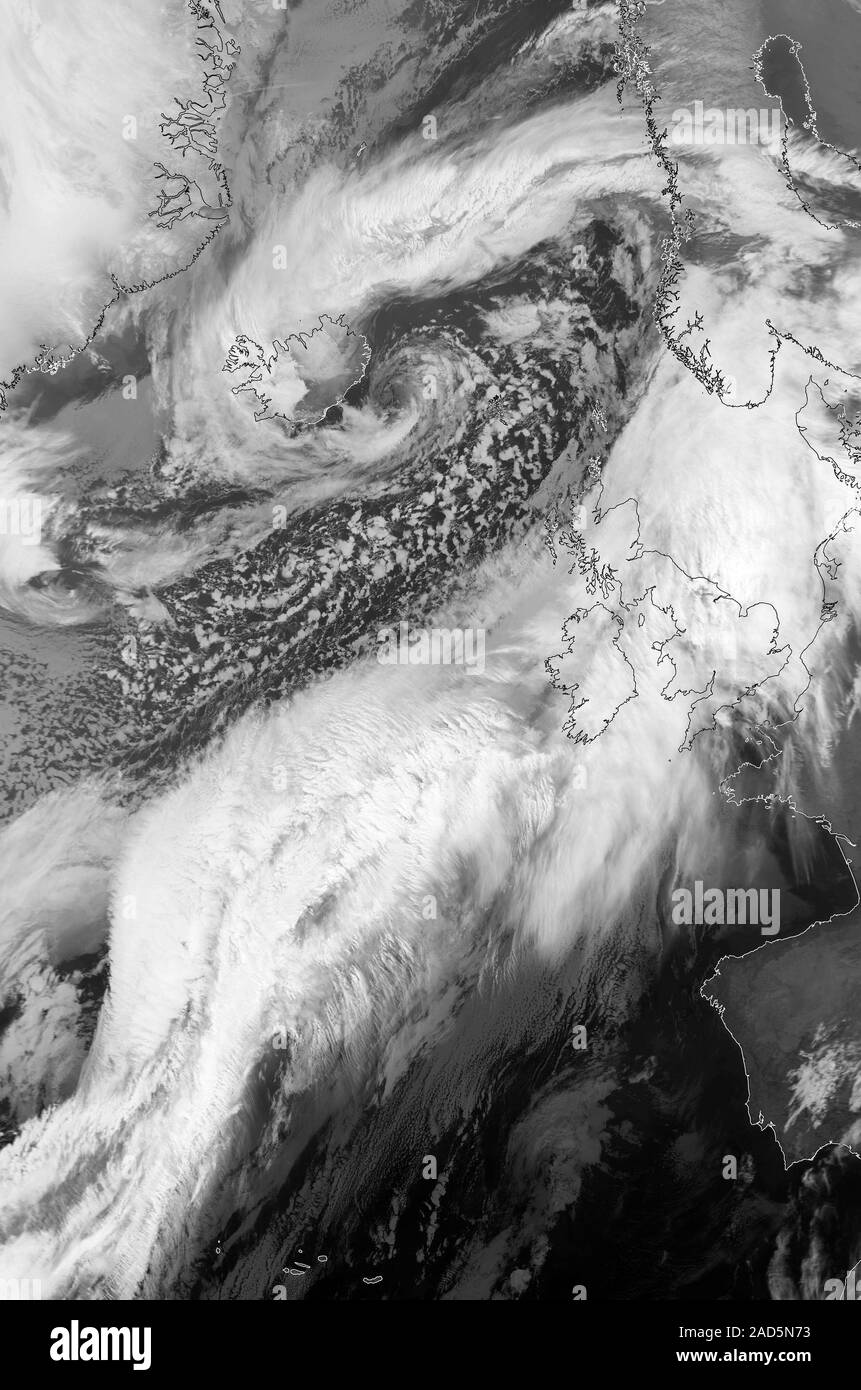 Satellite image of Storm Desmond centred off south-east Iceland (shown ...