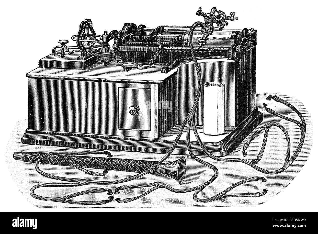 Edison's phonograph. 19th-century artwork of the phonograph developed ...
