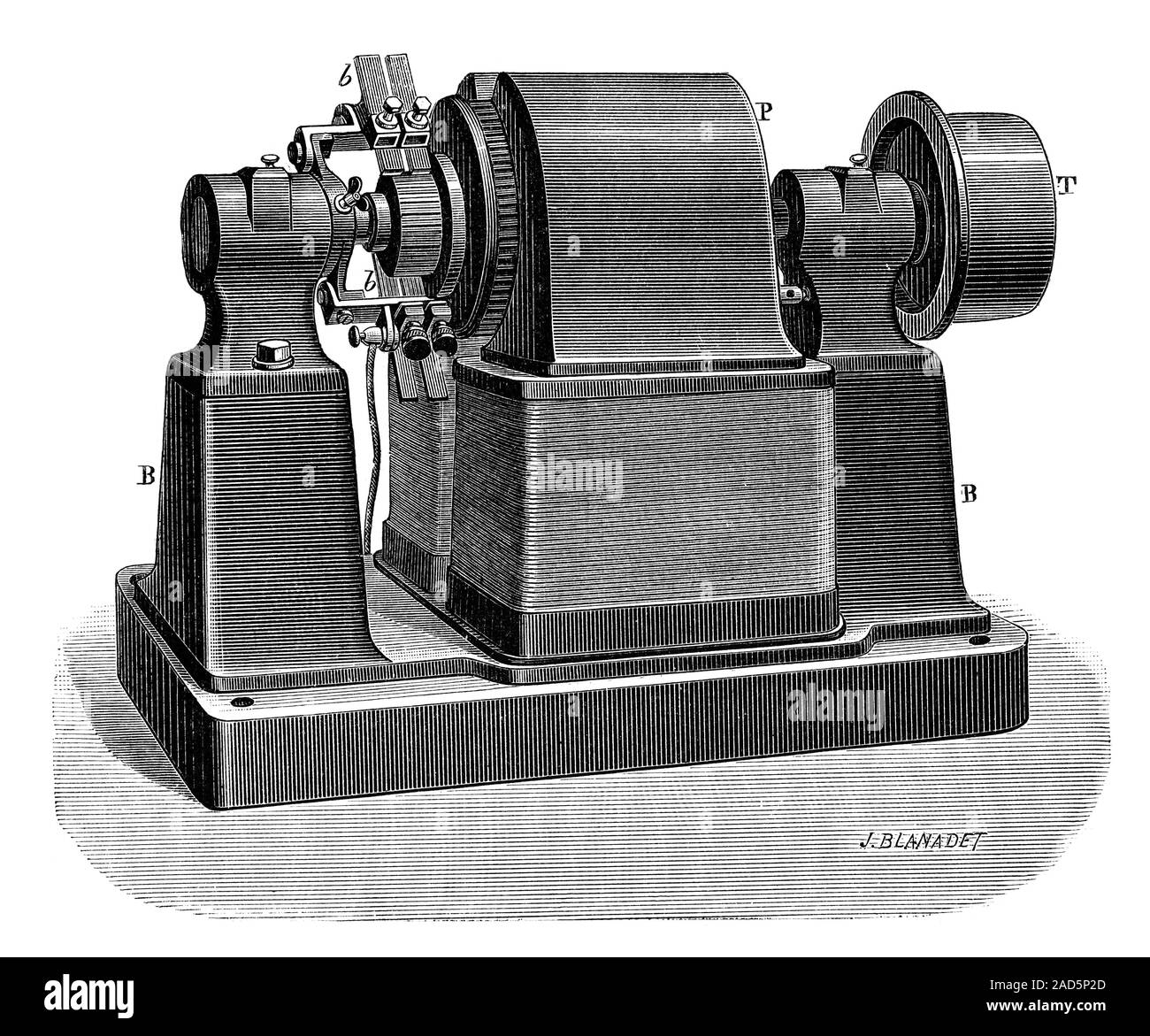 Gramme dynamo. 19th-century illustration of a dynamo design produced by ...