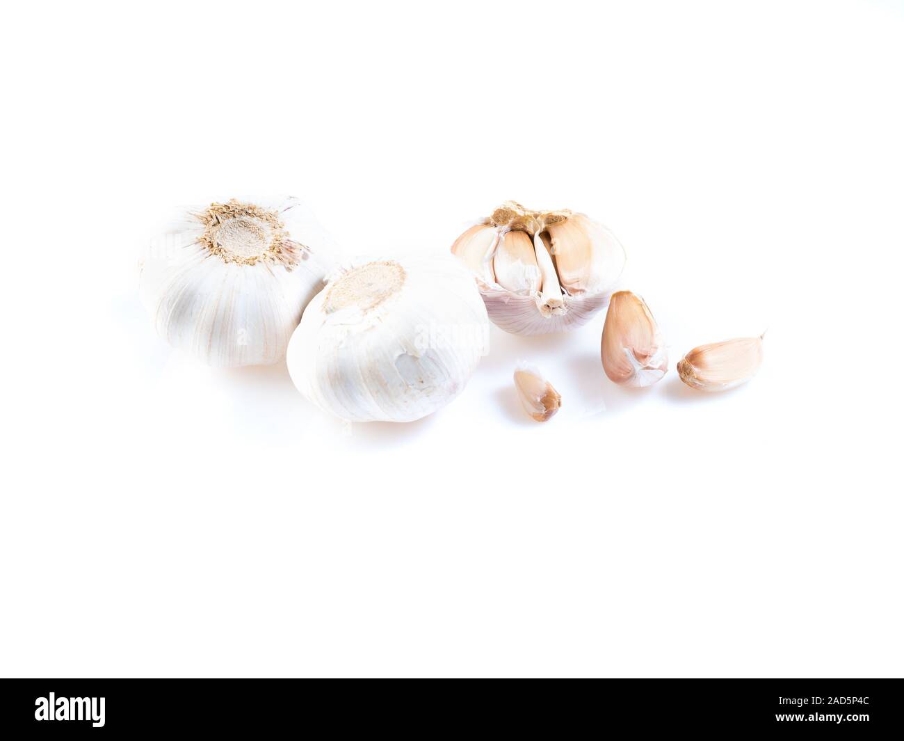 garlic clove on white background, bulbs, side view Stock Photo - Alamy