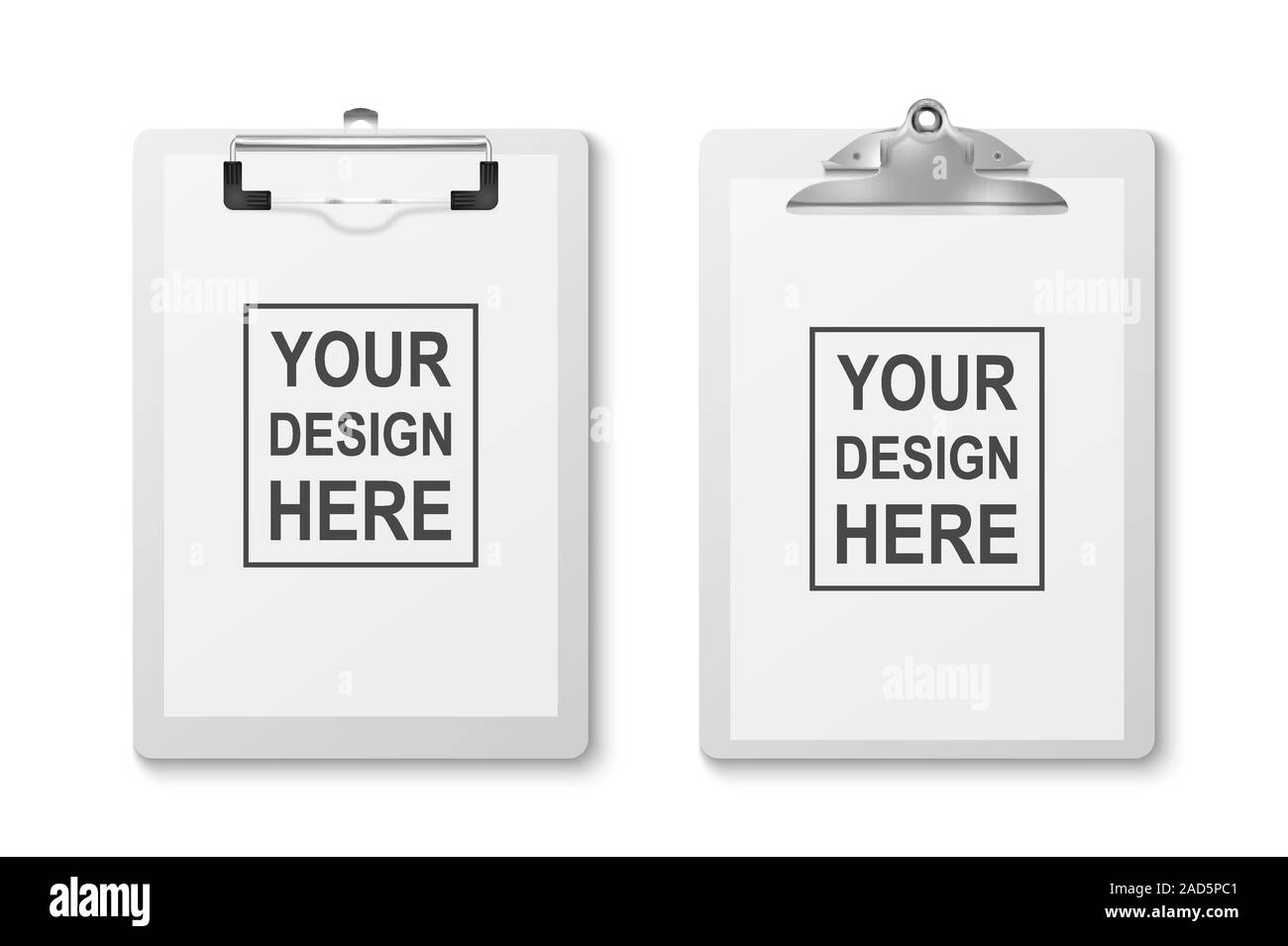 Vector 3d Realistic White Clipboard with Folded Blank Paper and Metal ...