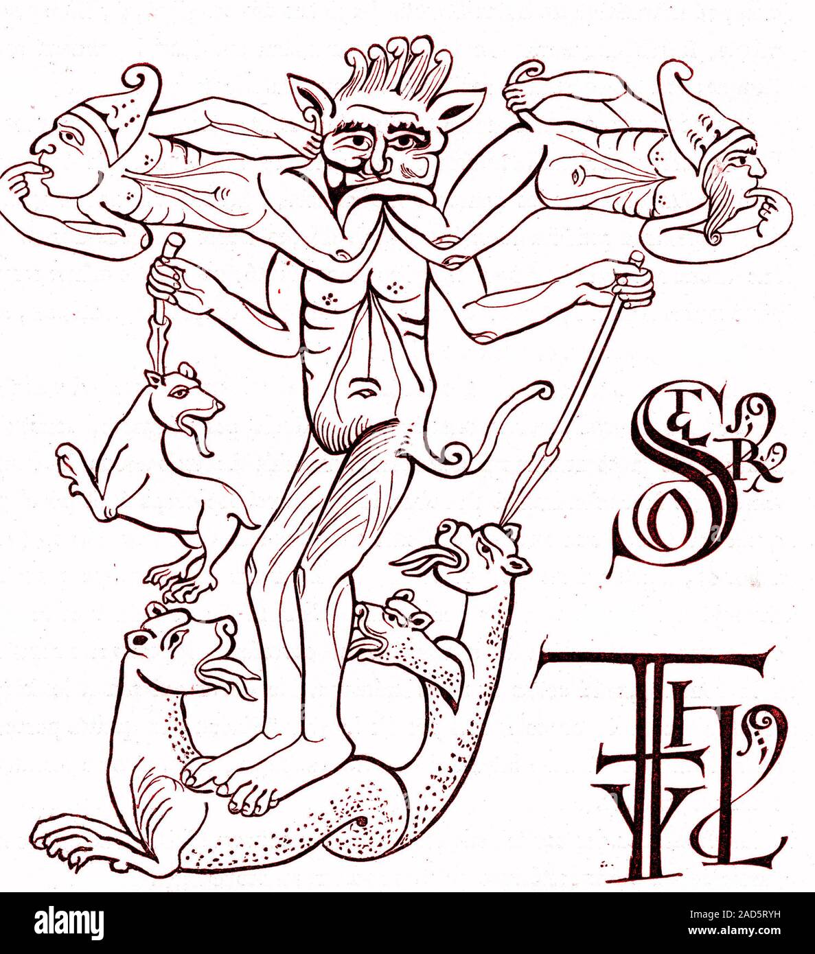 Death. 1877 reproduction of an illustration from a 12th Century ...