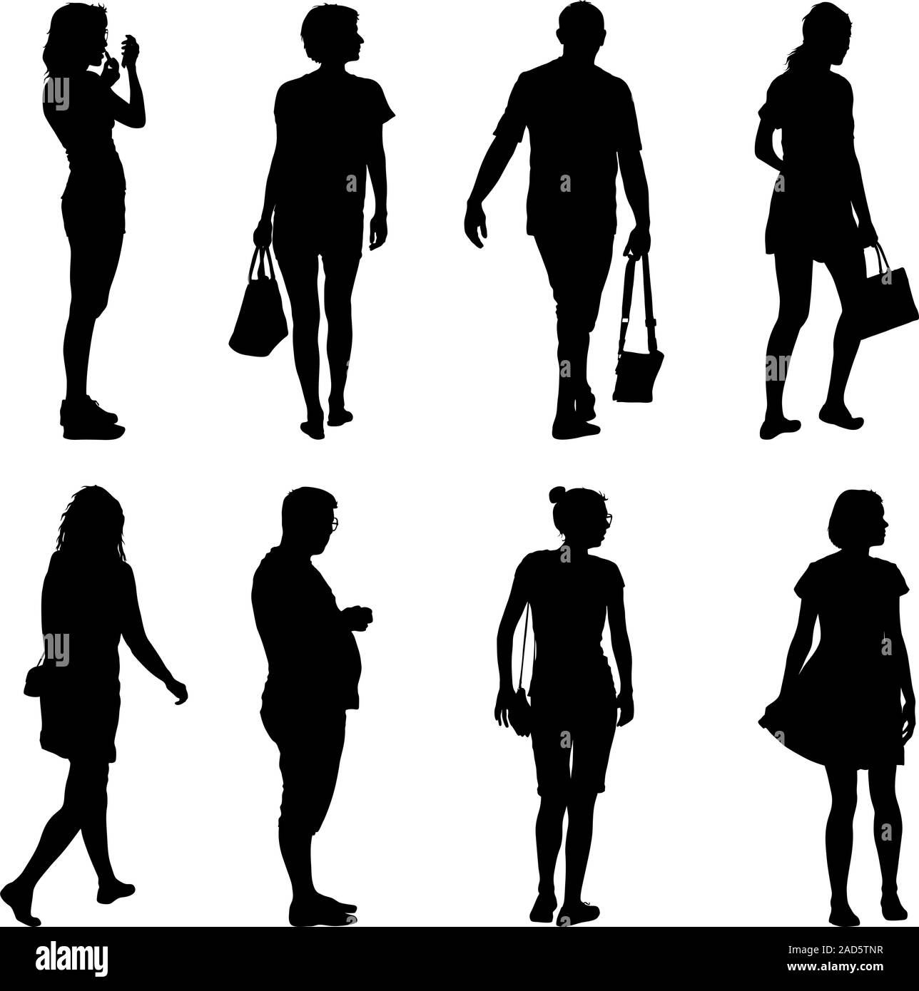 People Silhouette Standing Standing People Silhouette Stock
