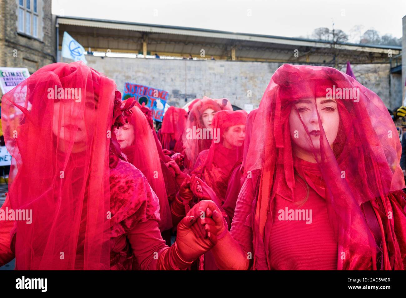 Extinction Rebellion Red Brigade protesters are pictured in Bath as ...