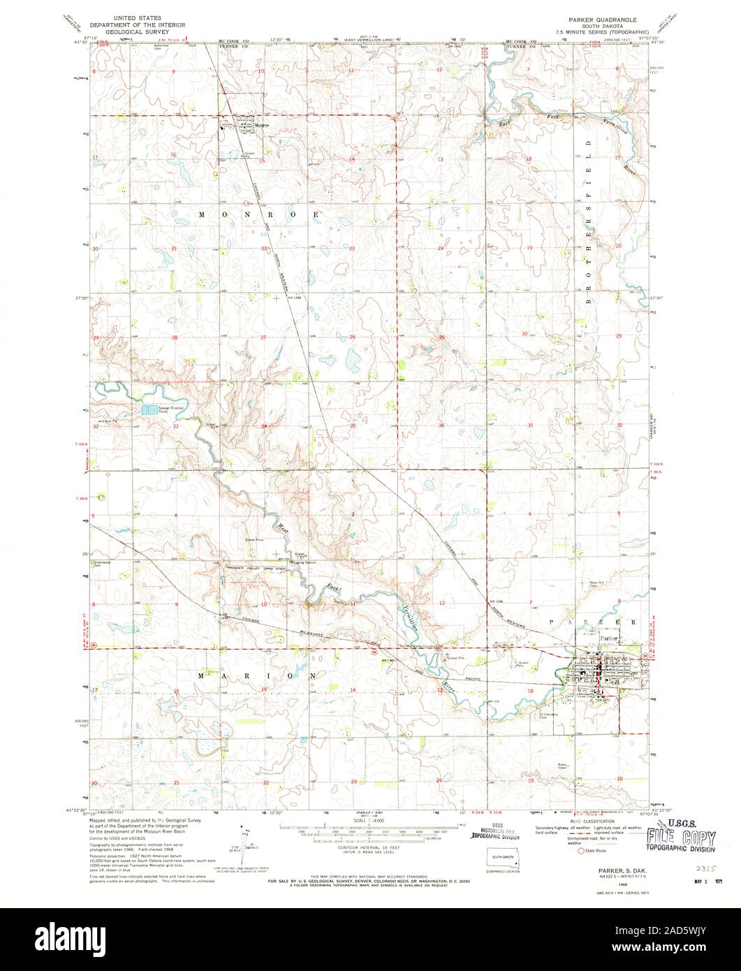 Map of parker south dakota hi-res stock photography and images - Alamy