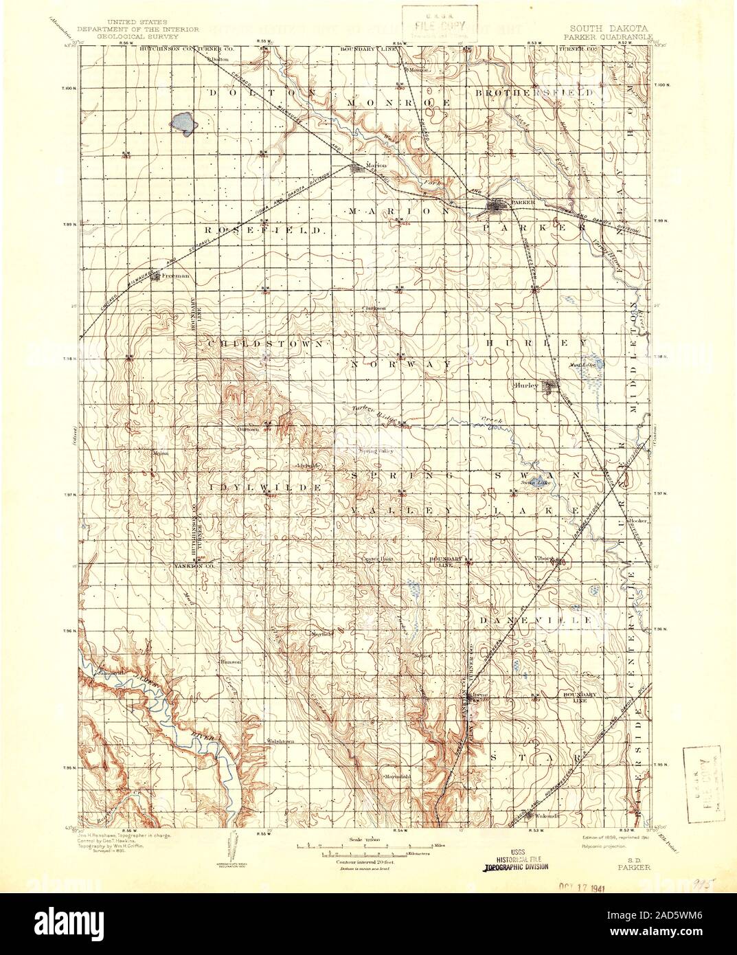 Map of parker south dakota hi-res stock photography and images - Alamy