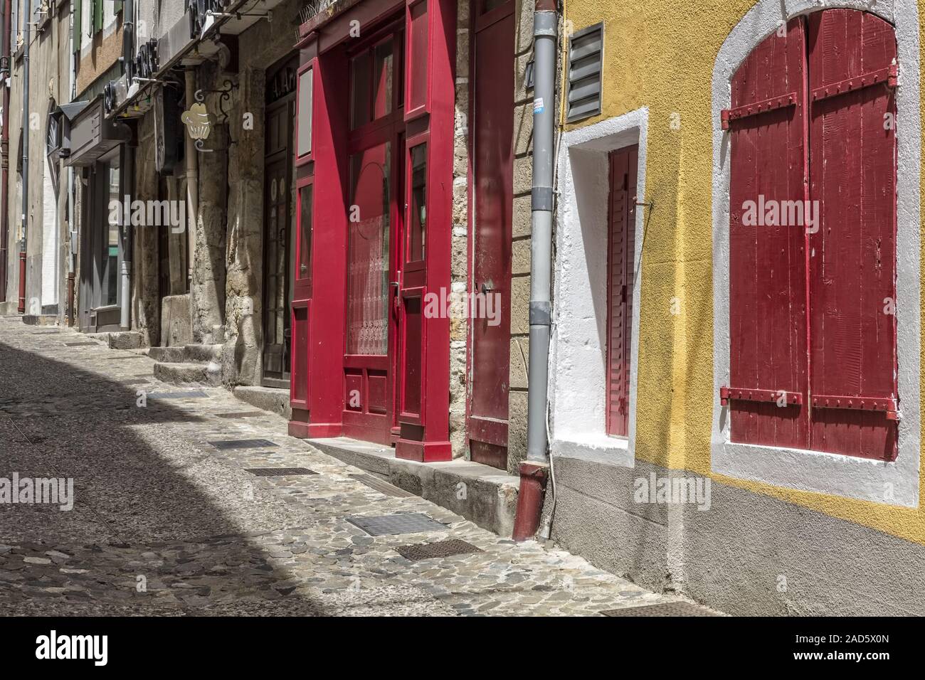 Picturesque alley in the small town of Aubenas, southern France Stock ...