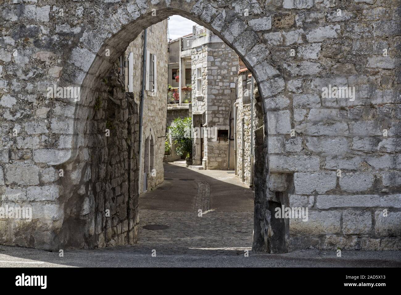 Archway in the village of Ruoms in the Ardeche, France Stock Photo - Alamy