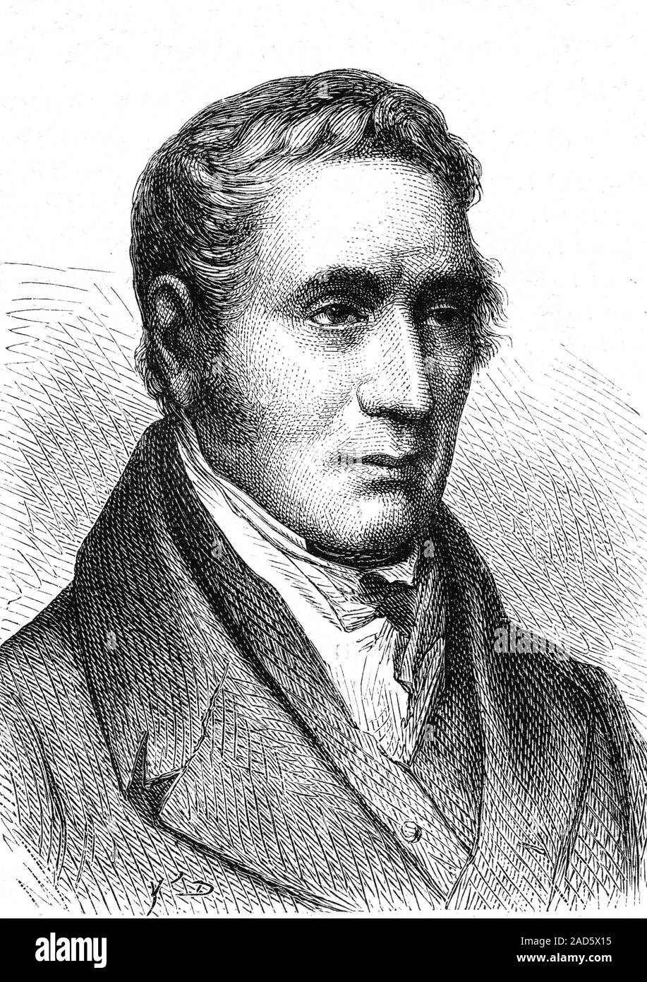 George Stephenson (1781-1848). 1864 illustration of the British ...