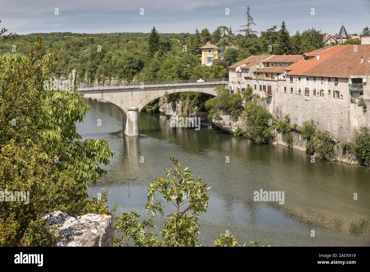 The village Ruoms in the Ardeche, France Stock Photo - Alamy