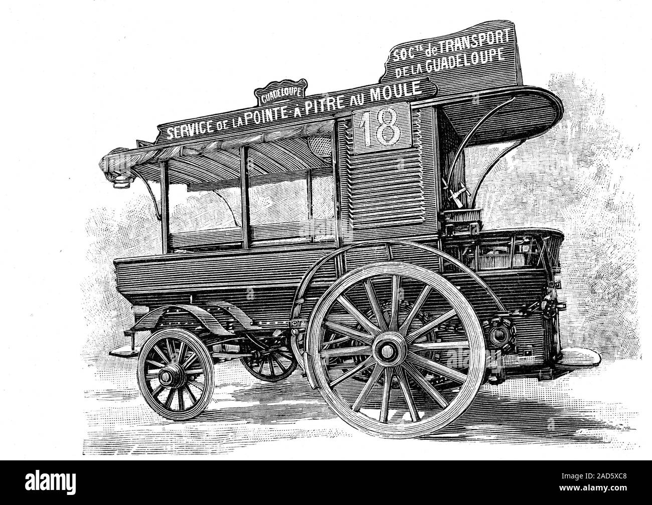 19th Century steam carriage. 1878 illustration of a steam-powered ...