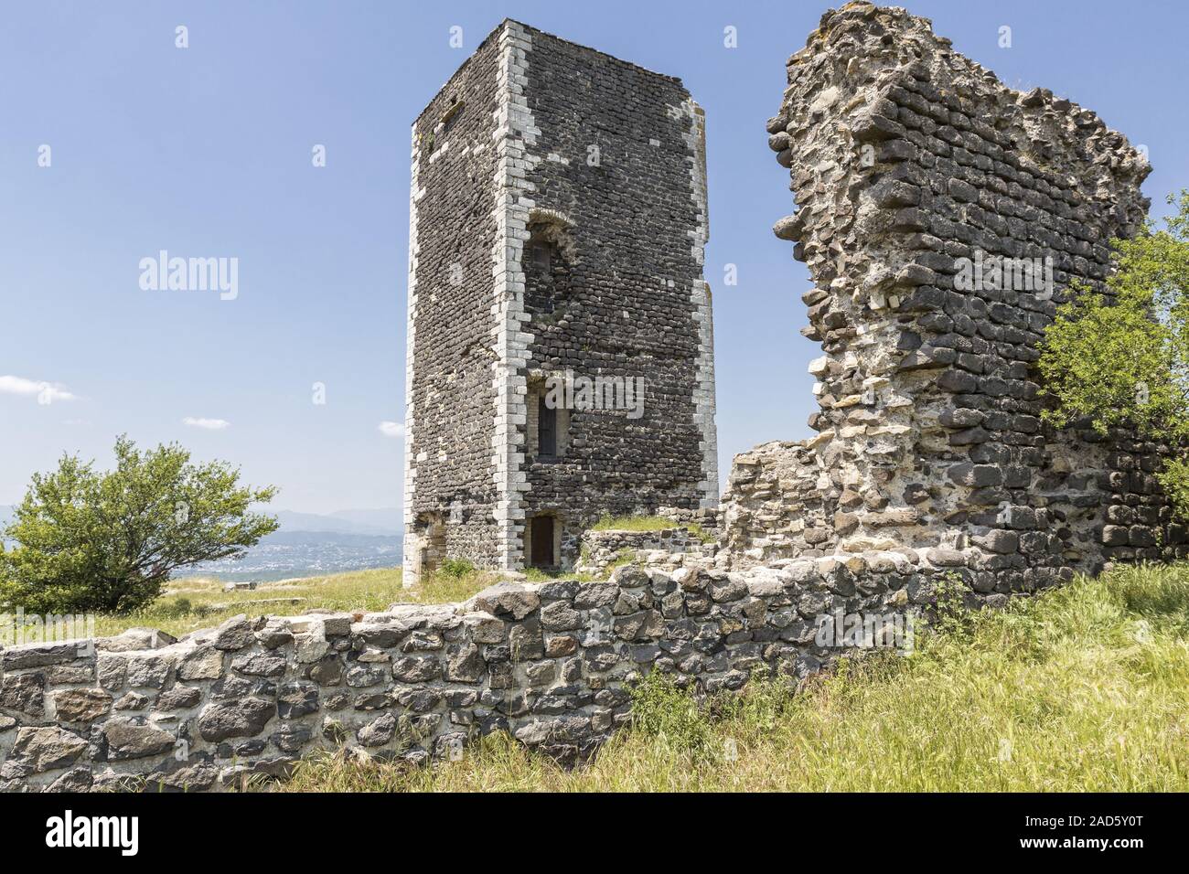 Medieval defensive tower in the village of Mirabel, southern France ...