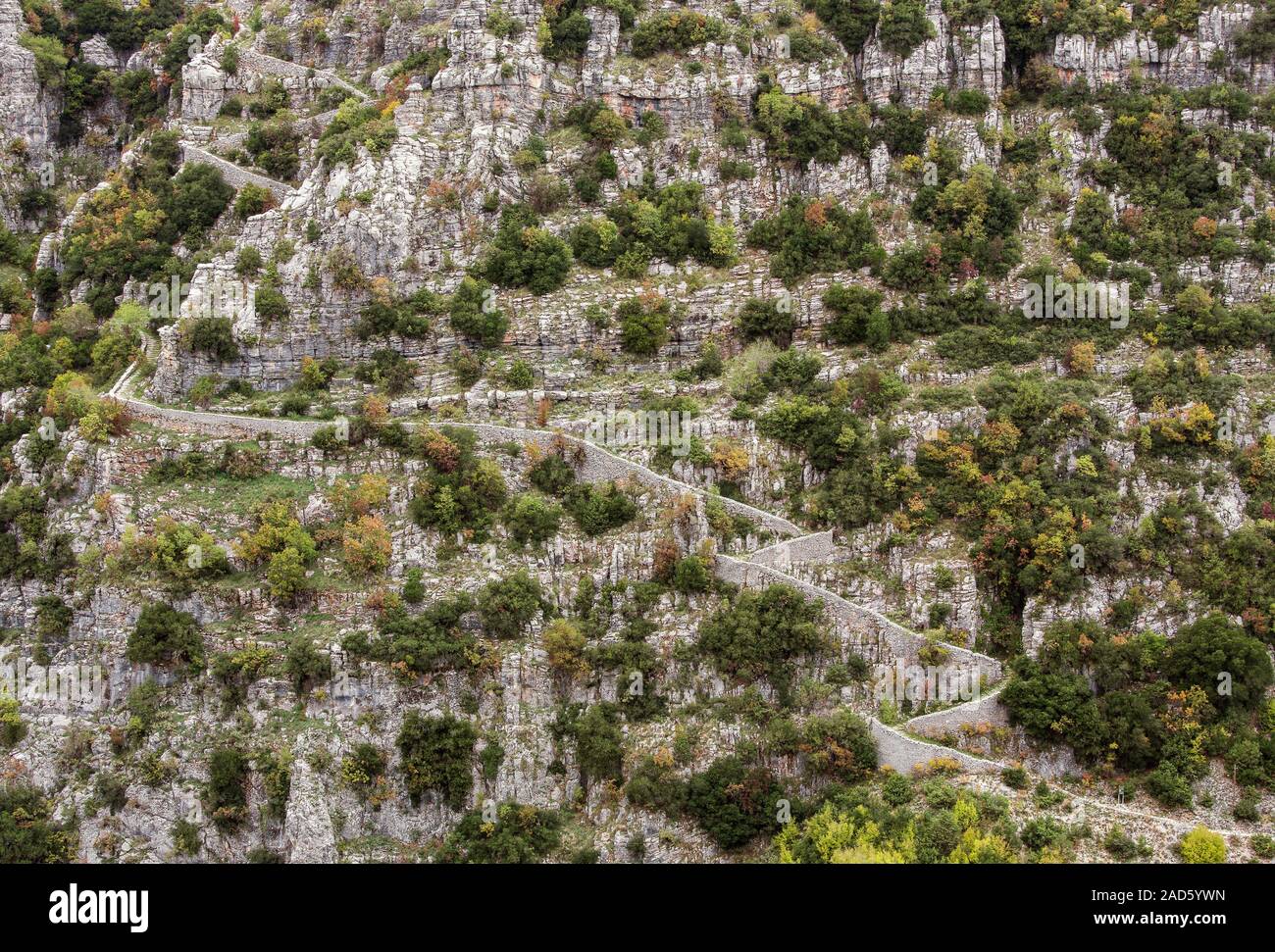 Skala of Vradeto. View of the ancient mule road leading to Vradeto ...