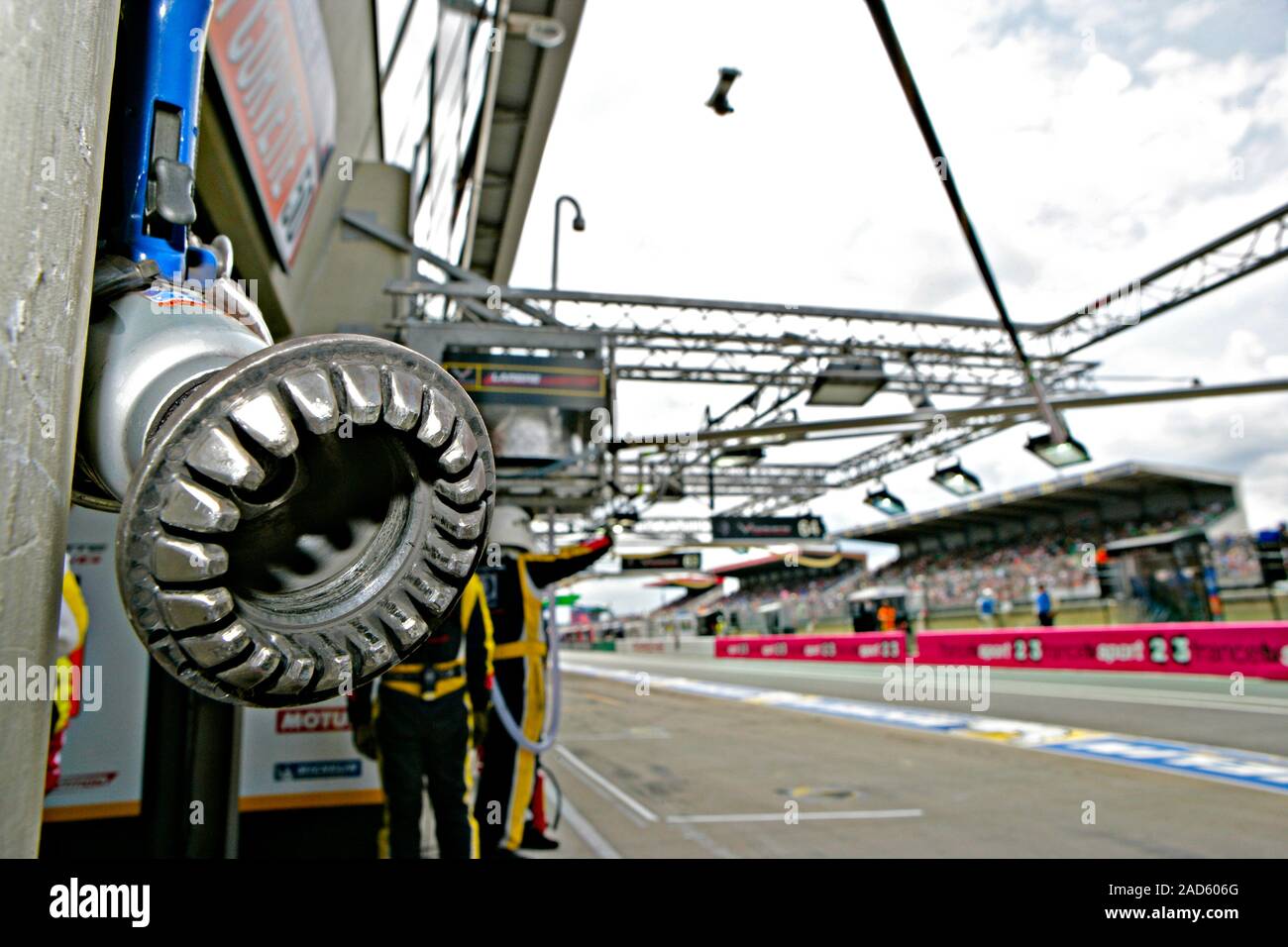 Le Mans 2016. Close-up of a mechanics wheel gun, used to remove and ...