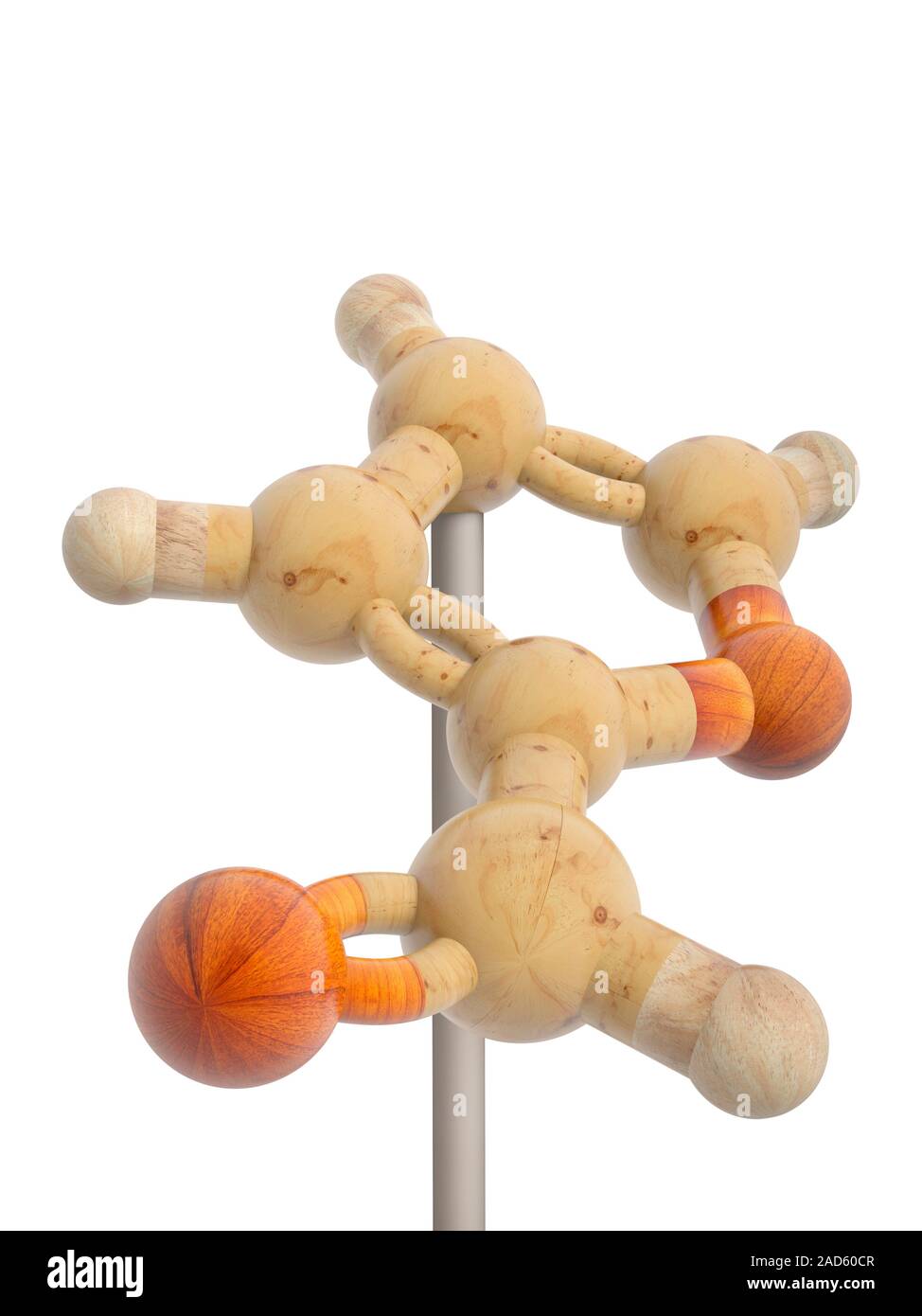 Furfural molecule, three-dimensional wood model. Furfural is an organic ...