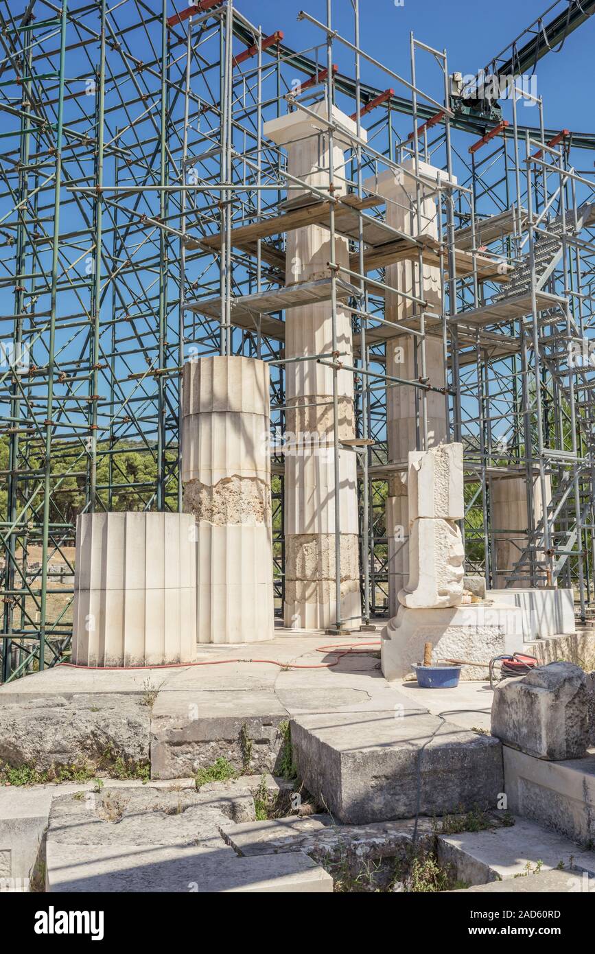 Temple reconstruction at Epidaurus, Greece. Anastylosis is an ...