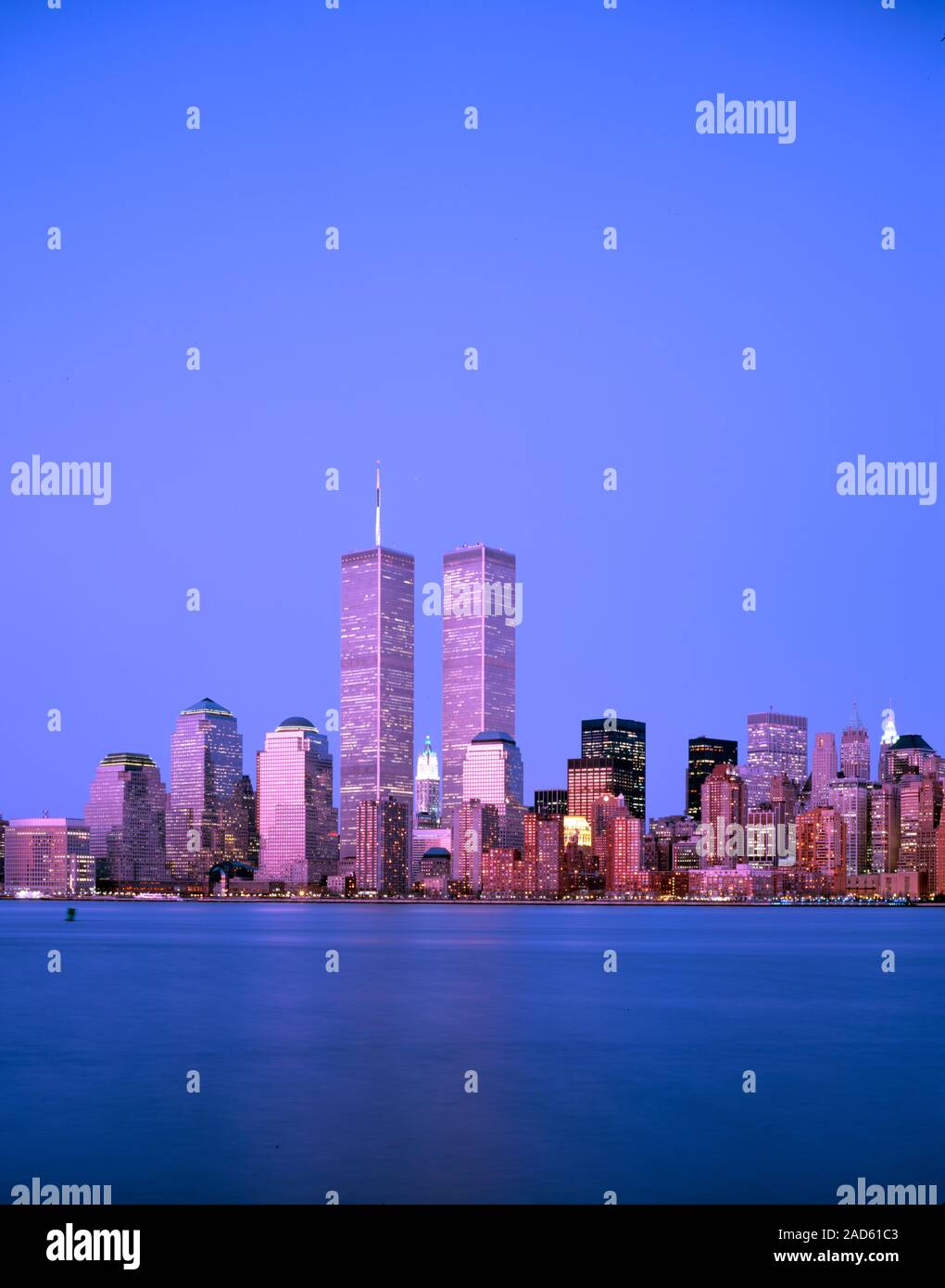 New York skyline before 9/11. View towards the island of Manhattan, New ...