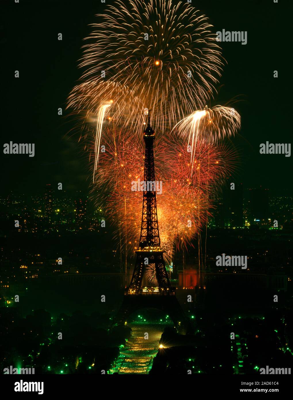 Fireworks behind the Eiffel Tower. Photographed in Paris, France Stock ...
