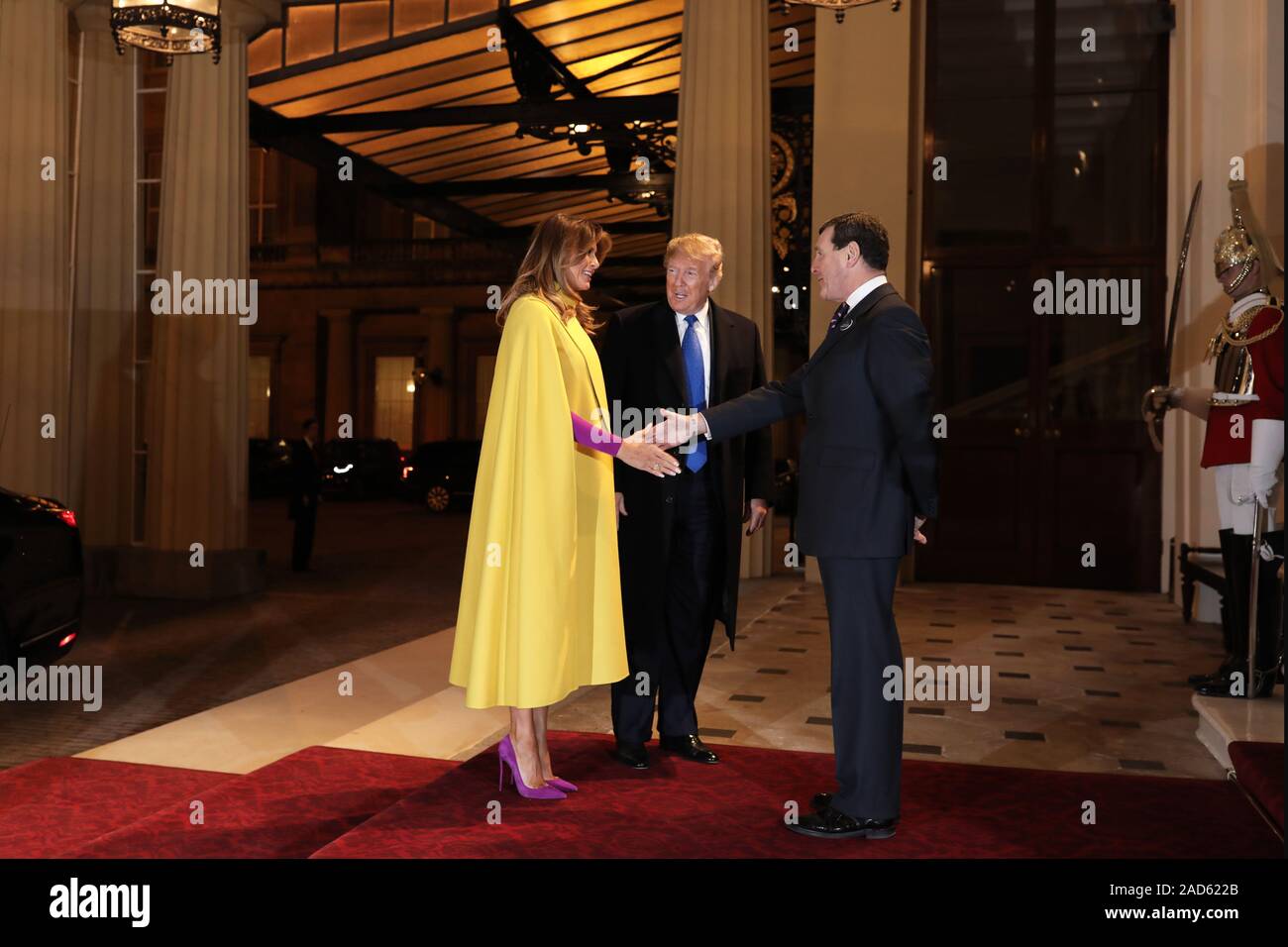 U.S. President Donald Trump and his wife Melania are greeted by Deputy ...