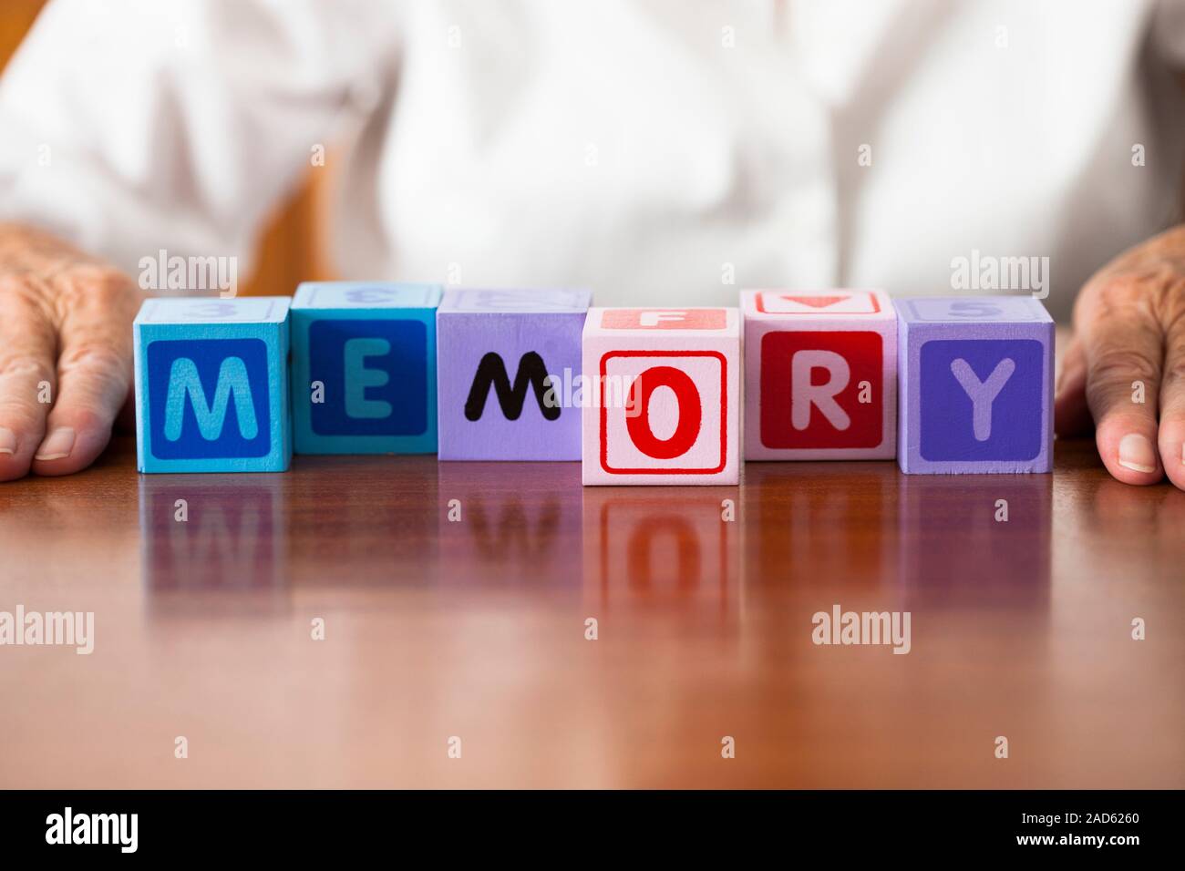 Memory and ageing. Conceptual image of letter blocks spelling out the ...