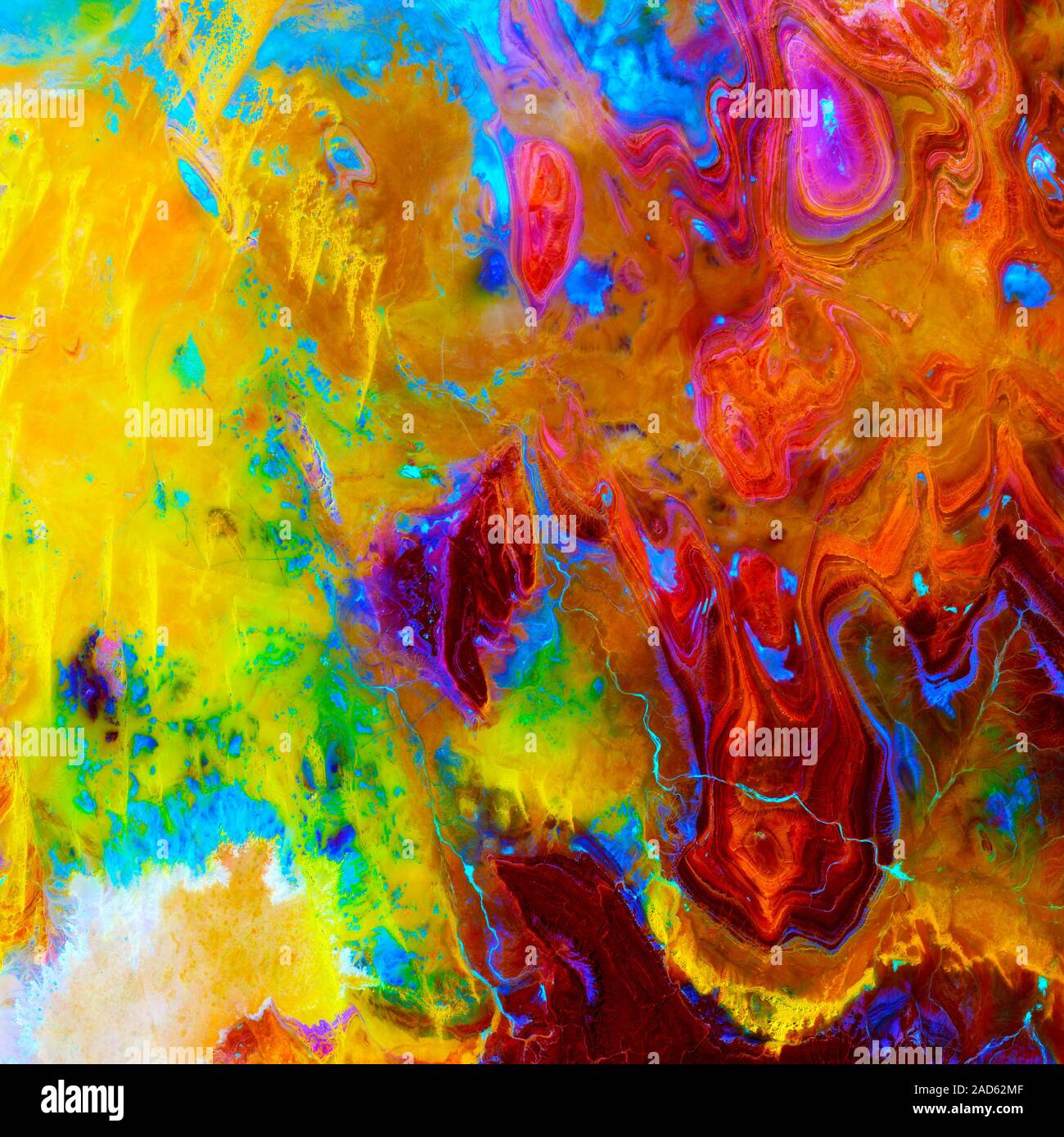 Algerian Saharan landscape, satellite image. Known as the 'Land of ...