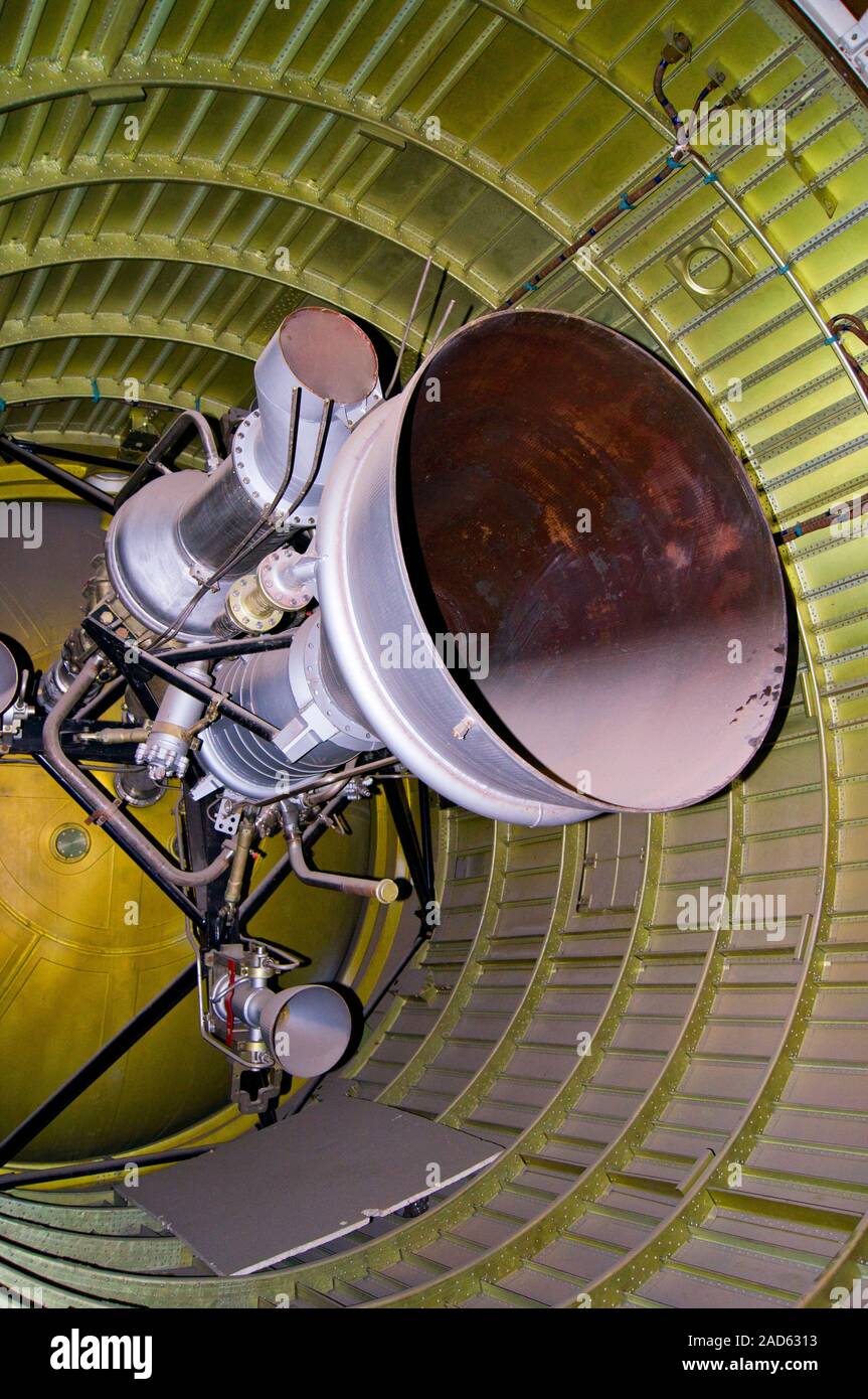 A Chinese rocket engine installed in a rocket stage (the base of the ...
