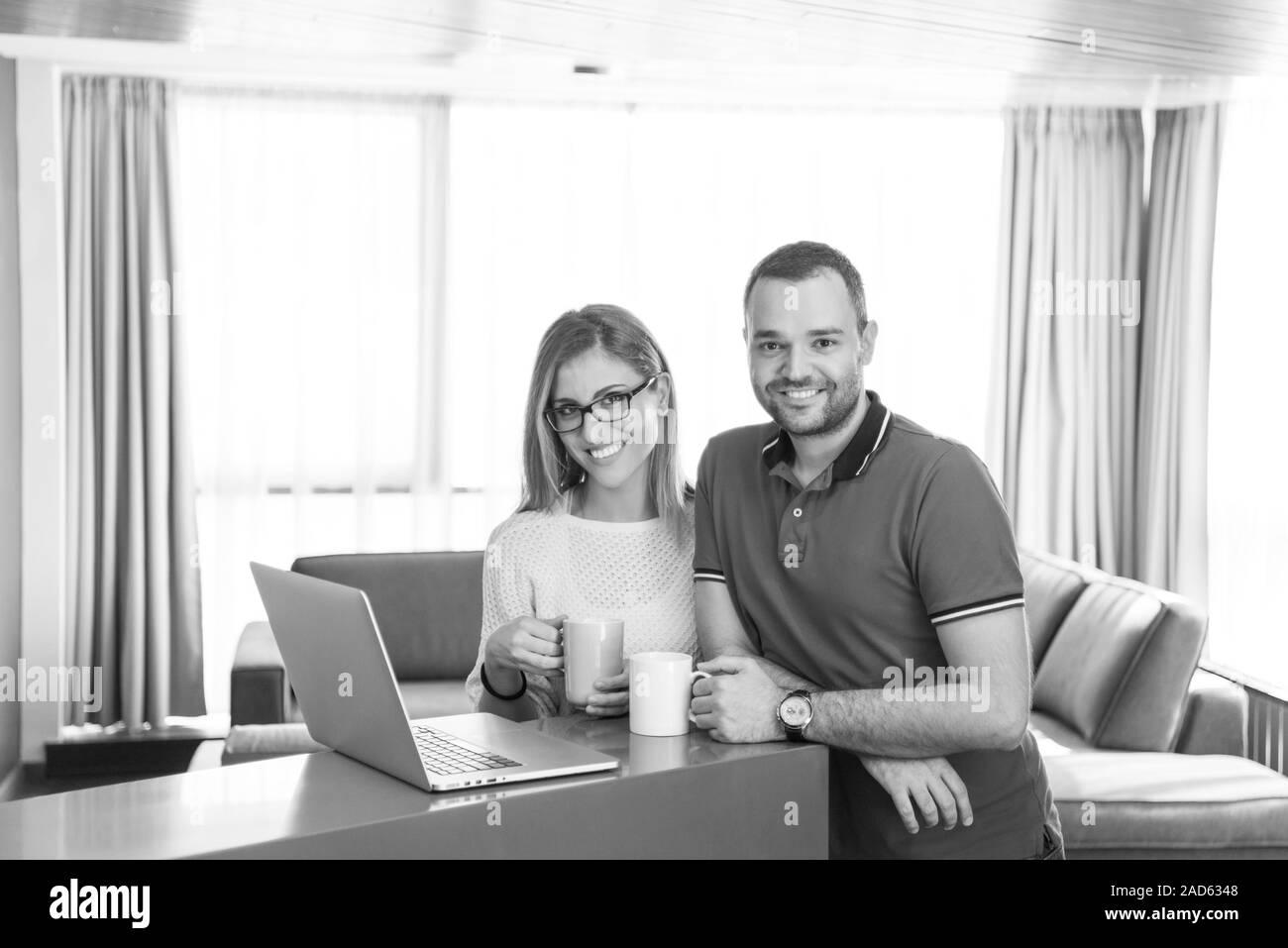 Home coffee computer Black and White Stock Photos & Images - Alamy