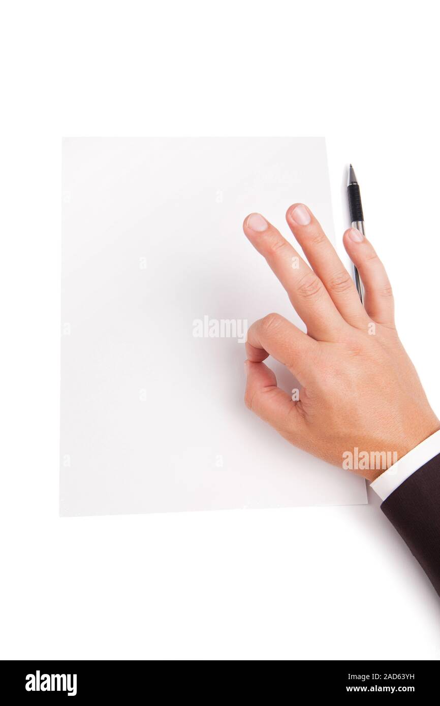 Businessman hand shows sign Cut Out Stock Images & Pictures - Alamy