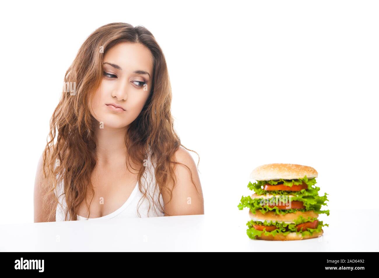 Healthy woman rejecting junk food isolated Stock Photo - Alamy
