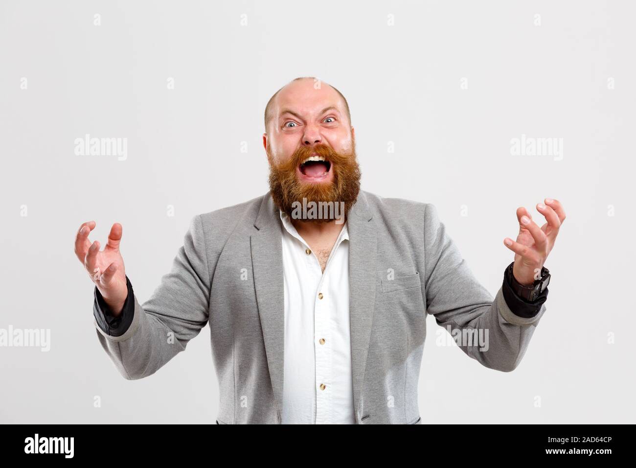 Brutal screaming man with beard Stock Photo - Alamy