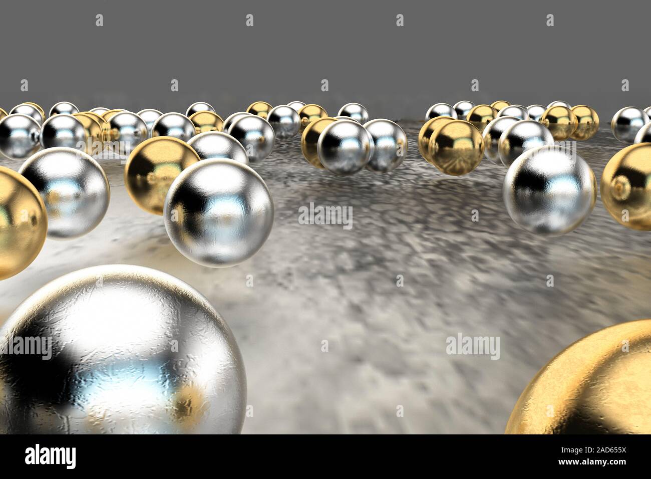 Silver and gold nanoparticles, illustration. Gold and silver ...