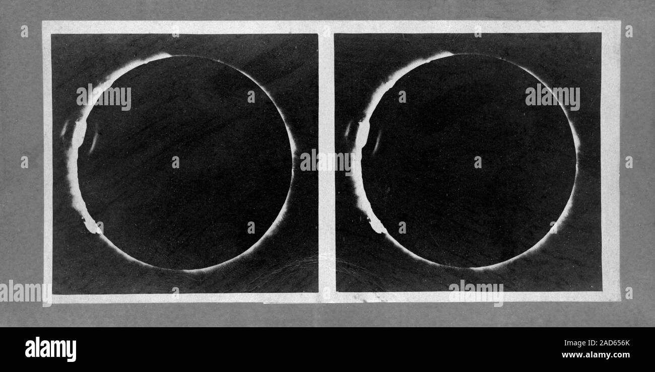 Total solar eclipse, 7 August 1869, stereoscopic card. These are paired ...