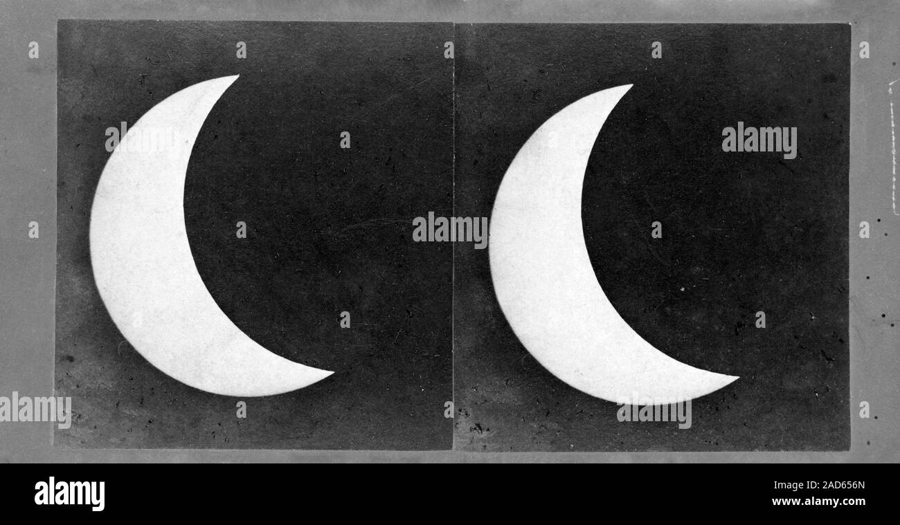 Total solar eclipse, 7 August 1869, stereoscopic card. These are paired ...