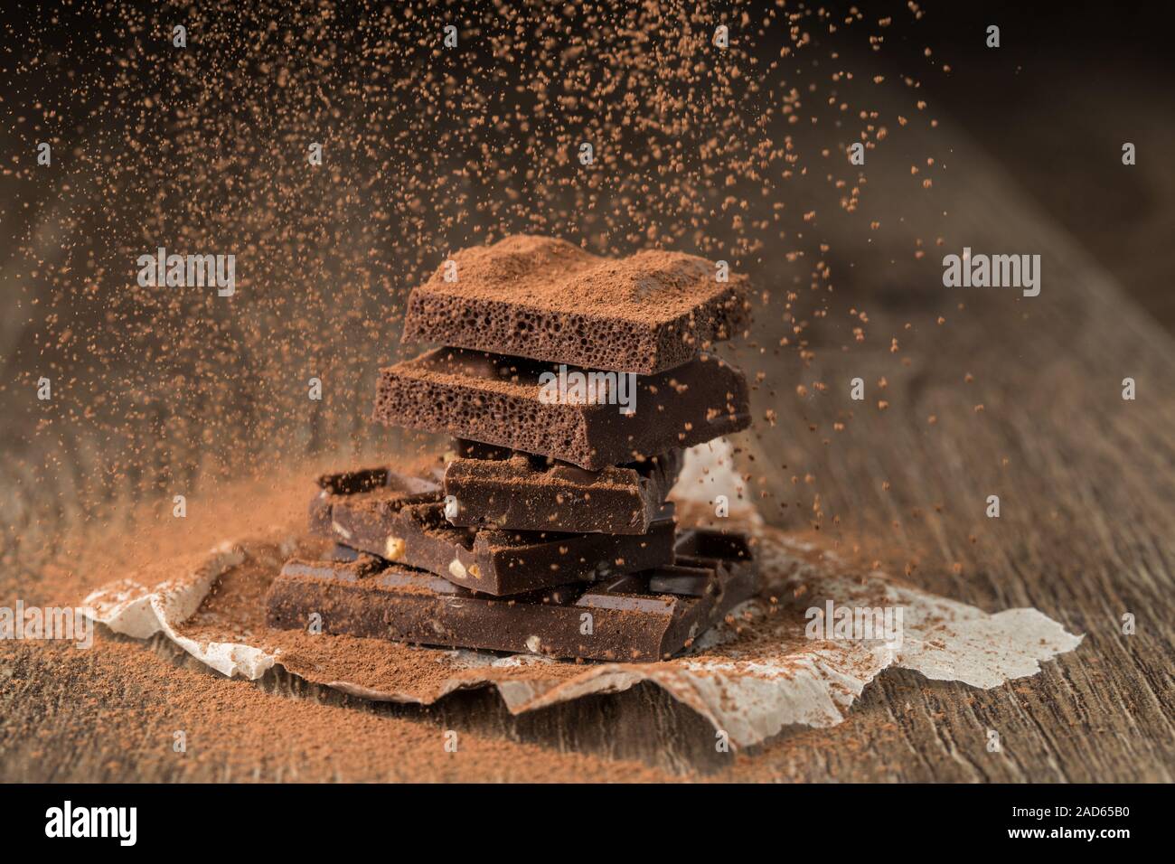 Chocolate sprinkled cocoa on paper Stock Photo - Alamy