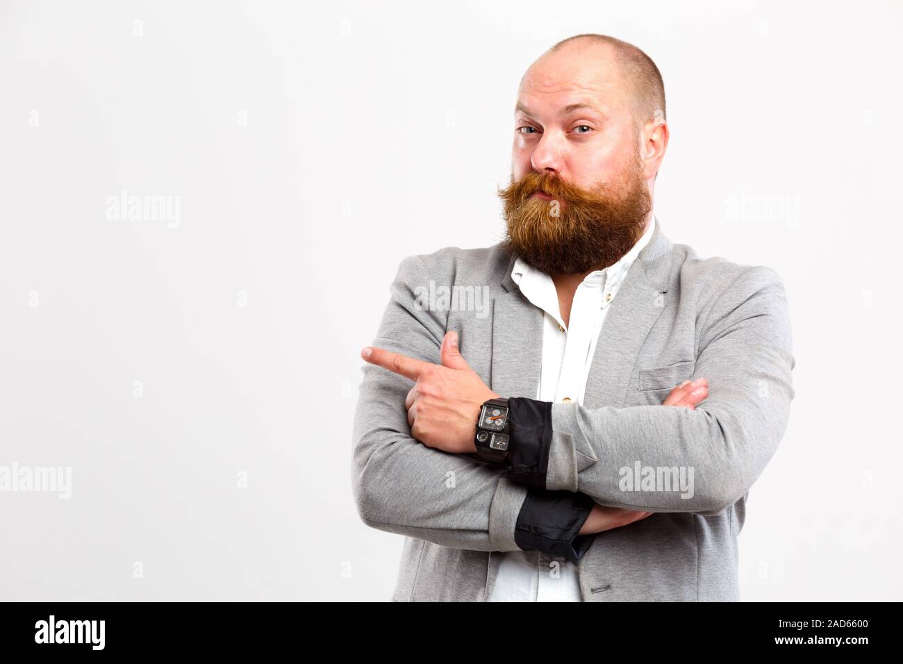 Human points finger to side Stock Photo - Alamy