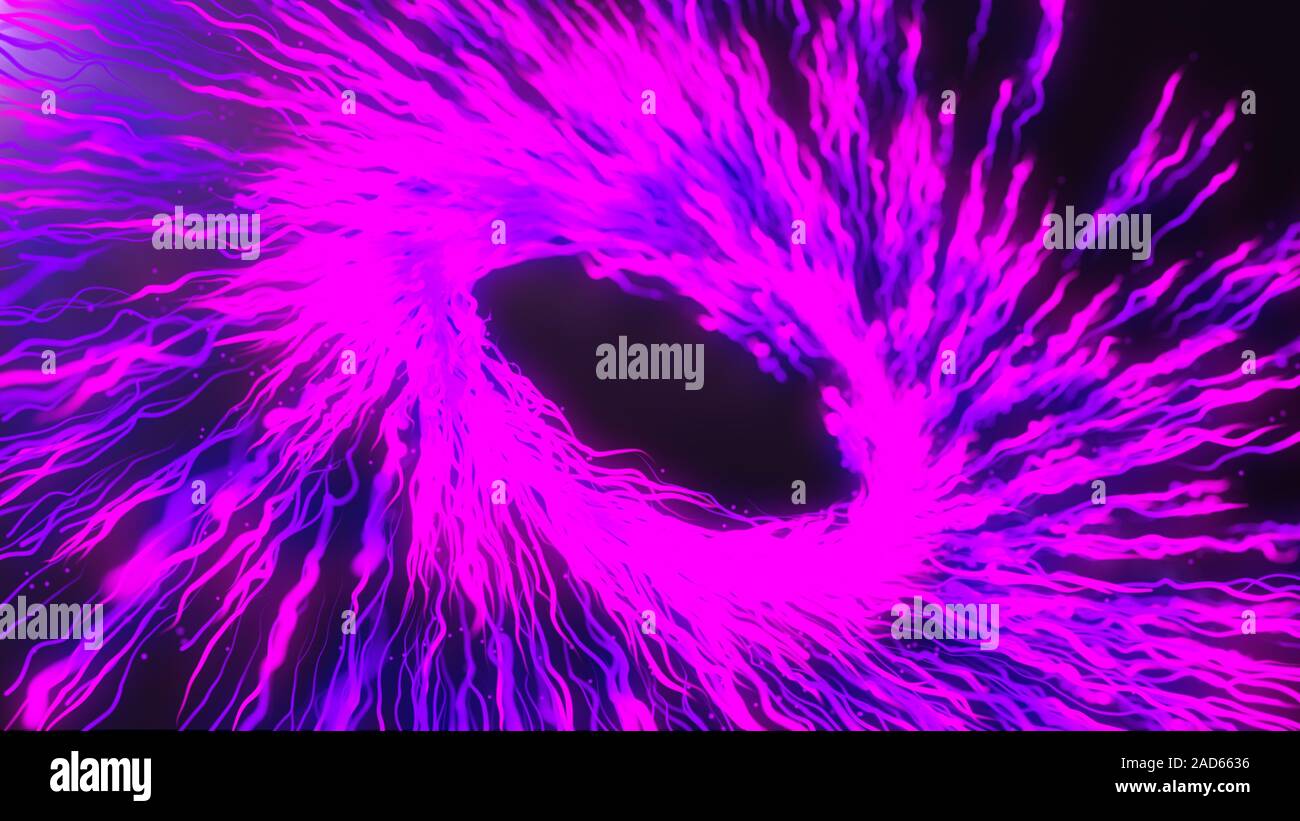 Pink colored spiral and spheres, abstract color wormhole tunnel ...