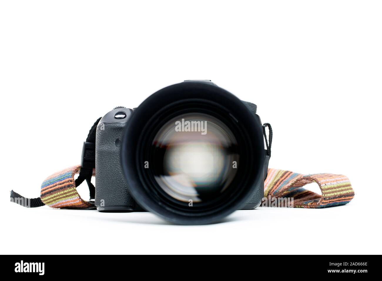 Camera with lens and belt Stock Photo - Alamy