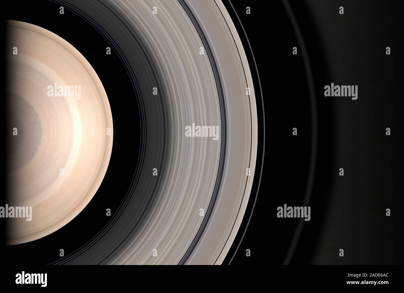 Artwork showing the planet Saturn’s rings on the same scale as the ...