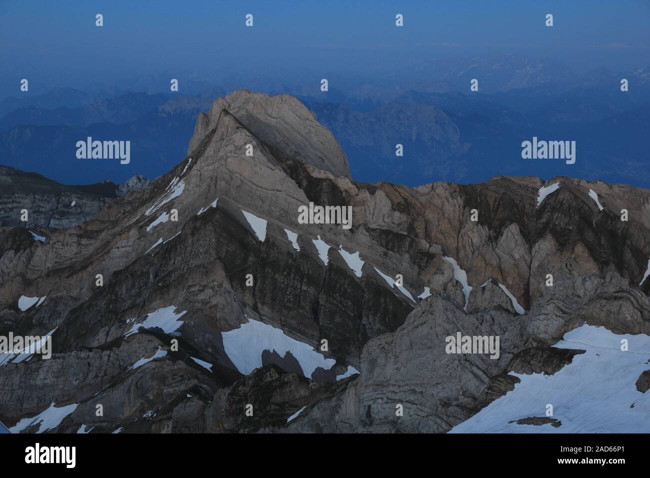 Mount Altmann at the blue hour. Mountain of the Alpstein Range ...
