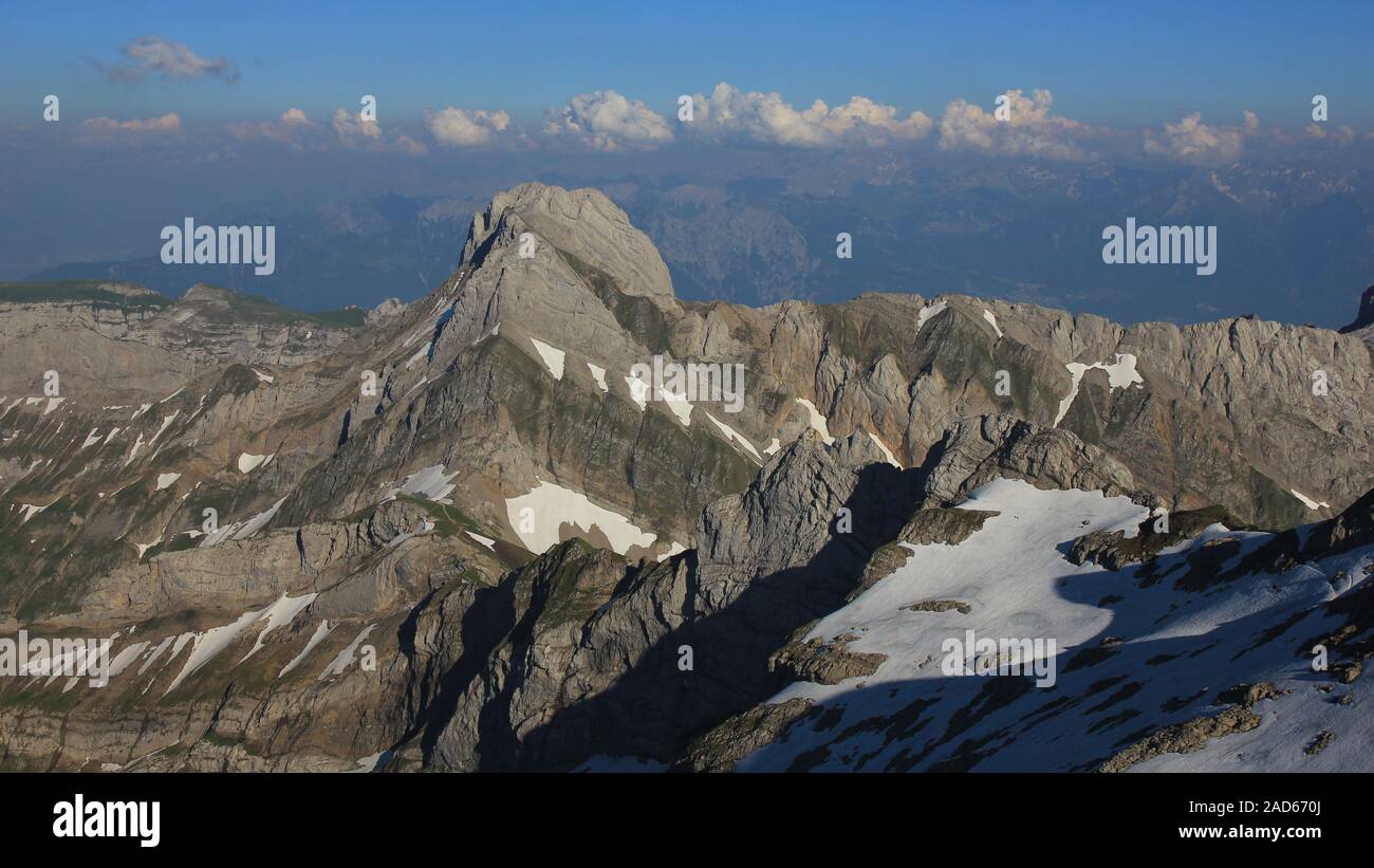 Mount Altmann, mountain of the Alpstein Range seen from Mount Santis ...