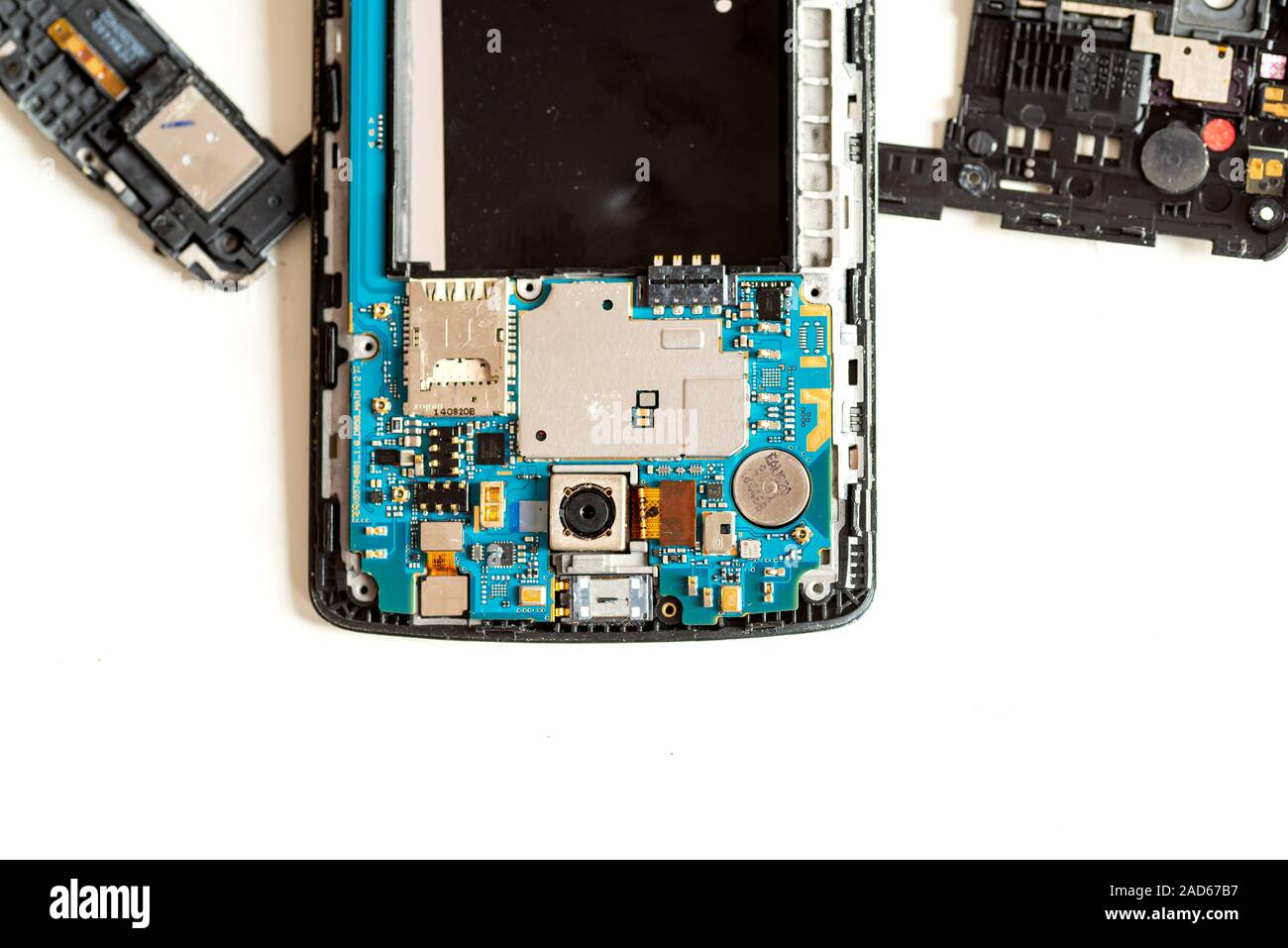 Broken phone that cannot be repaired isolated on white background Stock ...