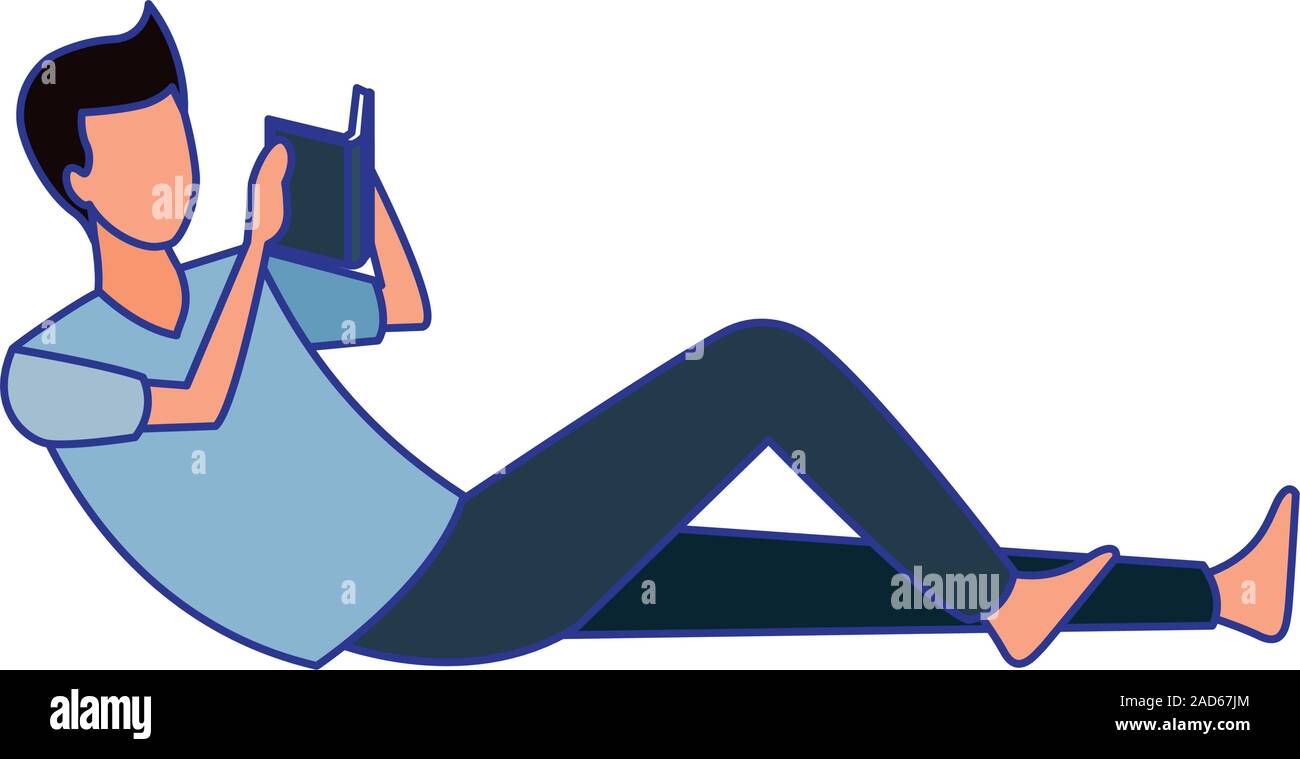 Man reading relaxed book Cut Out Stock Images & Pictures - Alamy