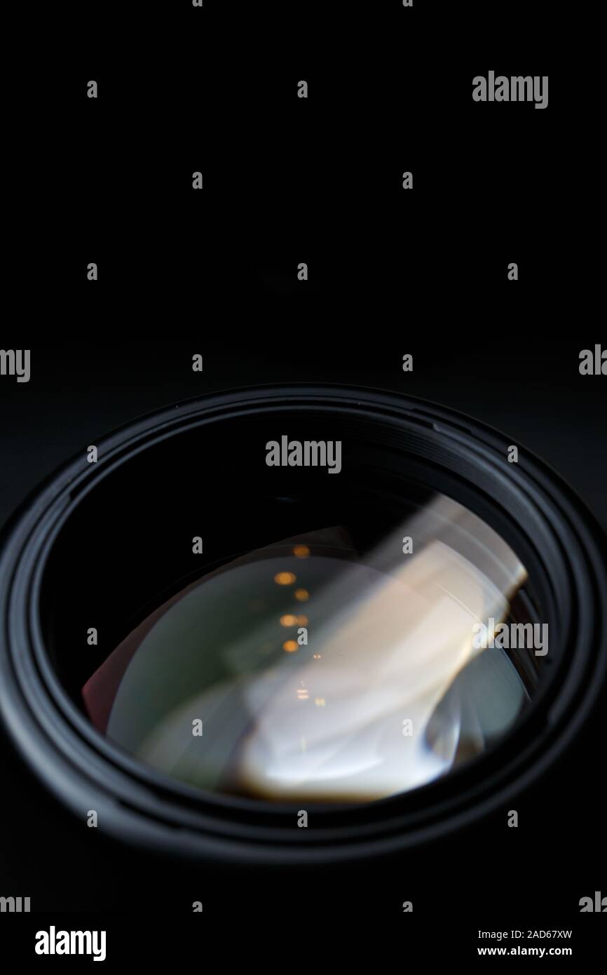 Lens close-up on empty background Stock Photo - Alamy