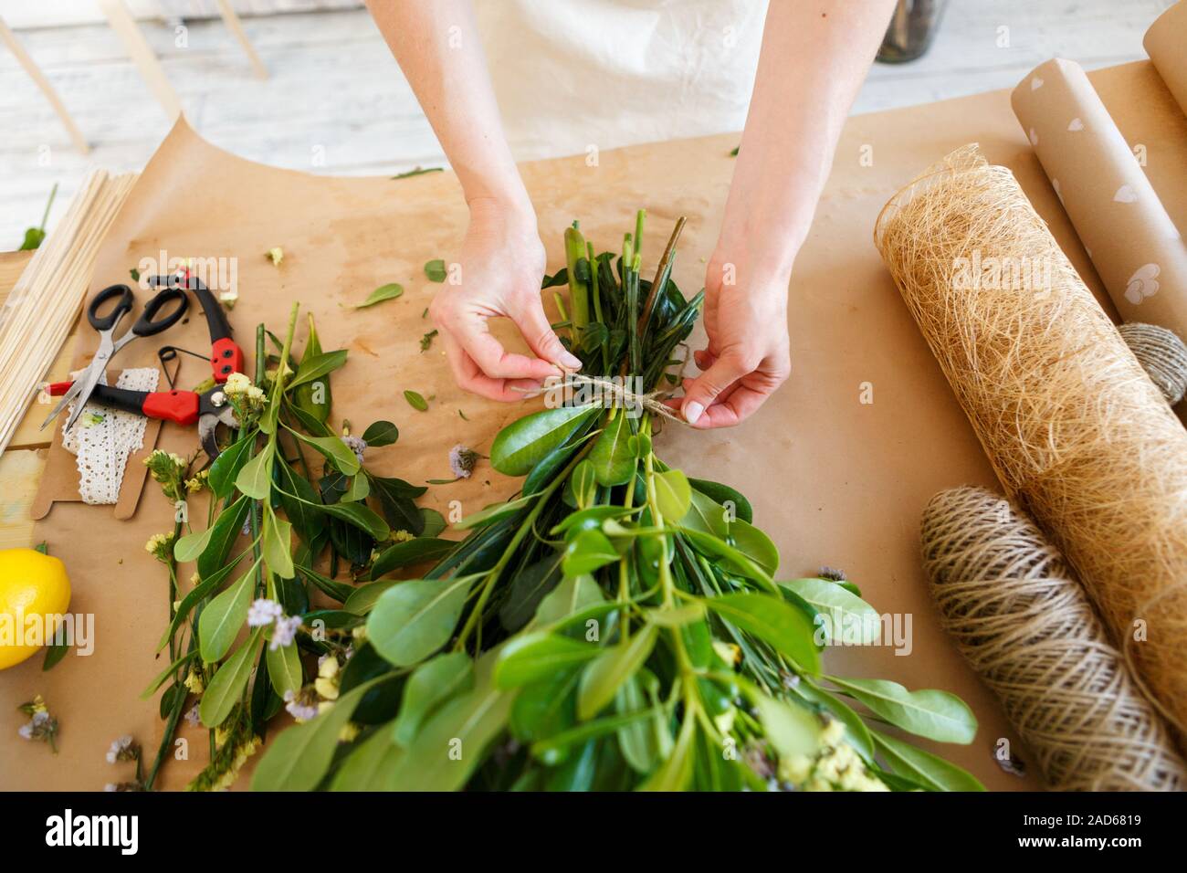 Image of florist at work Stock Photo - Alamy